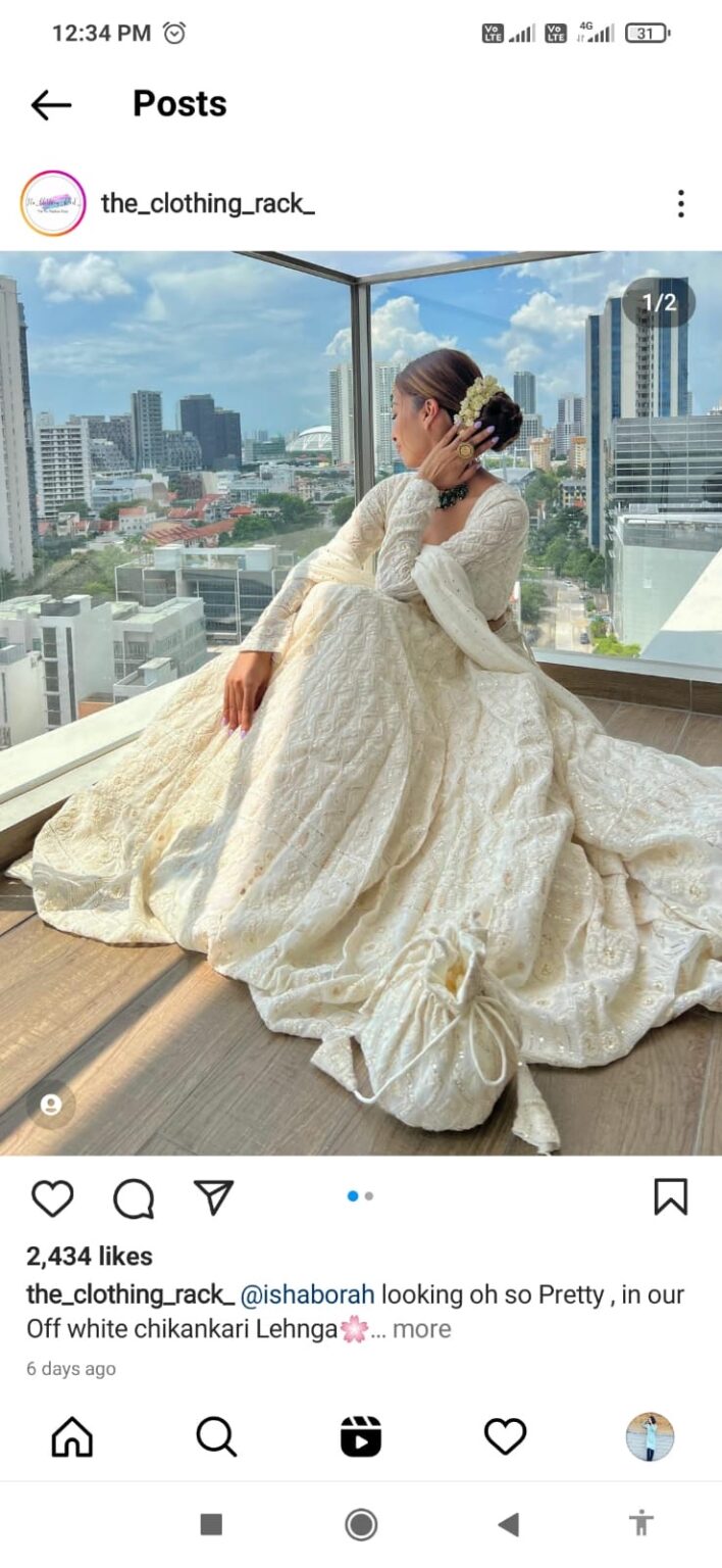 isha borah Ivory Chikankari Lehnga – The Clothing Rack